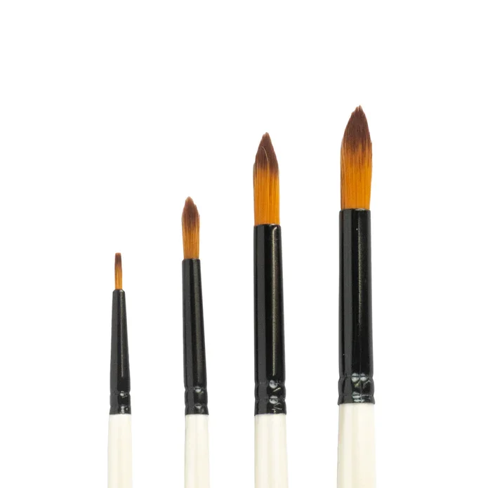 Nylon Rund pensel 4 Stk Sæt - Lim - Skindhuset