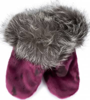Seal skin mitten with silverfox trim - Gloves & mitts - Leather House ...