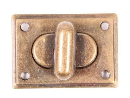 Turn lock 50x35mm old brass incl rivets - Locks / closures - Leather ...